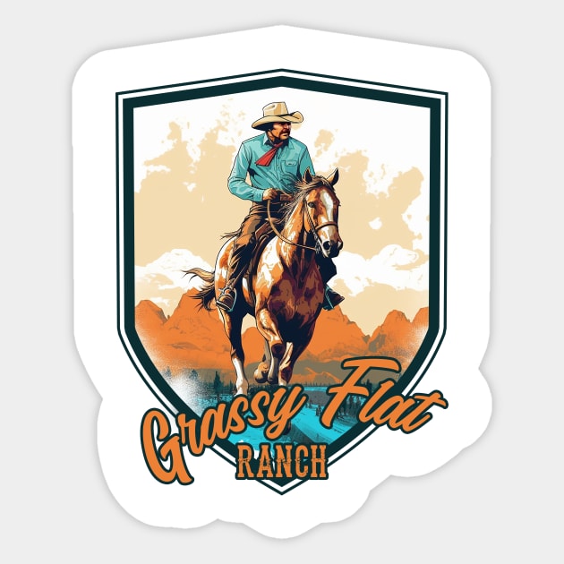 Grassy Flat Ranch Hand Front Print - Grassy Flat Ranch Cowboy - Sticker | TeePublic